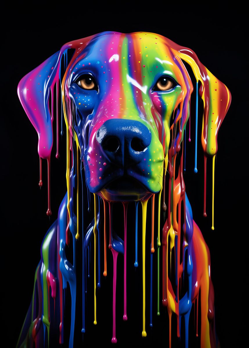 'Rainbow Dog' Poster, picture, metal print, paint by Frank Hirschle ...