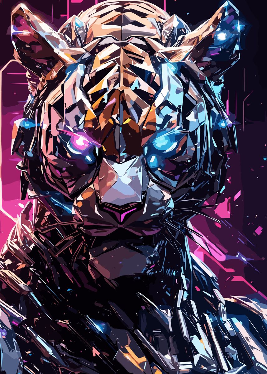 'Cyberpunk Tiger' Poster, picture, metal print, paint by Beast Lion ...