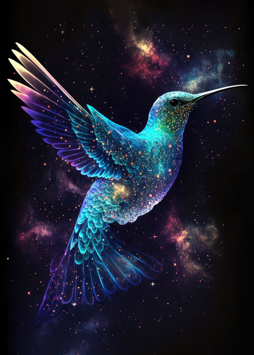 'Space hummingbird' Poster, picture, metal print, paint by Astrodeum ...