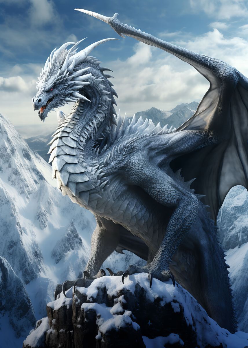 'Frozen Dragon' Poster, picture, metal print, paint by Art Space | Displate