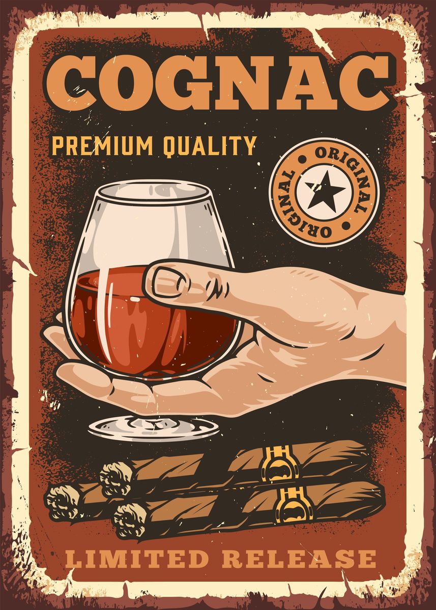 'Cognac Alcohol Cigars Bar' Poster, picture, metal print, paint by ...