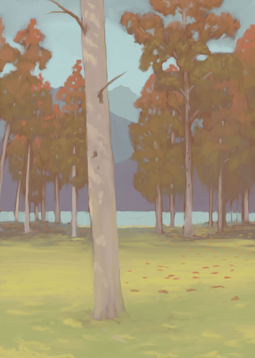 'Autumn Trees' Poster, picture, metal print, paint by Vixi | Displate