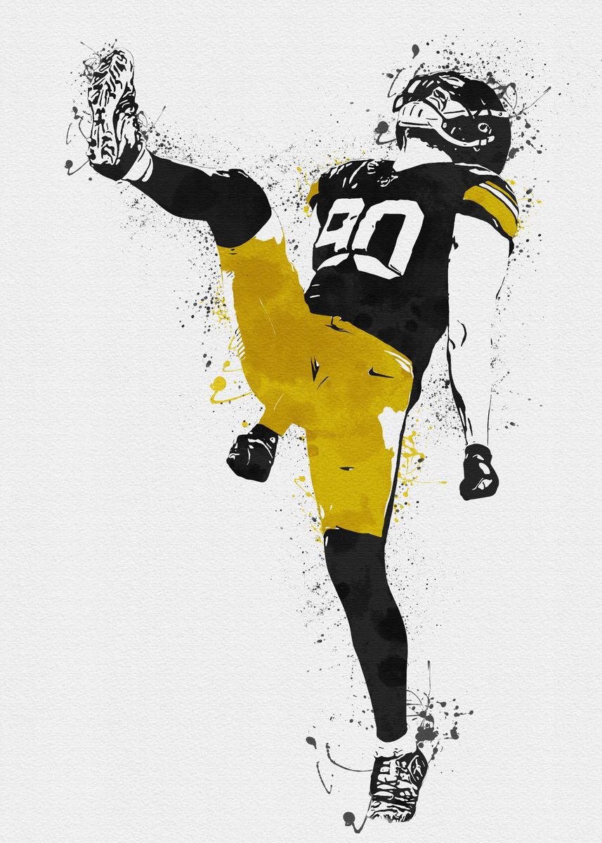 'TJ Watt Marble Art' Poster, picture, metal print, paint by Paul C ...