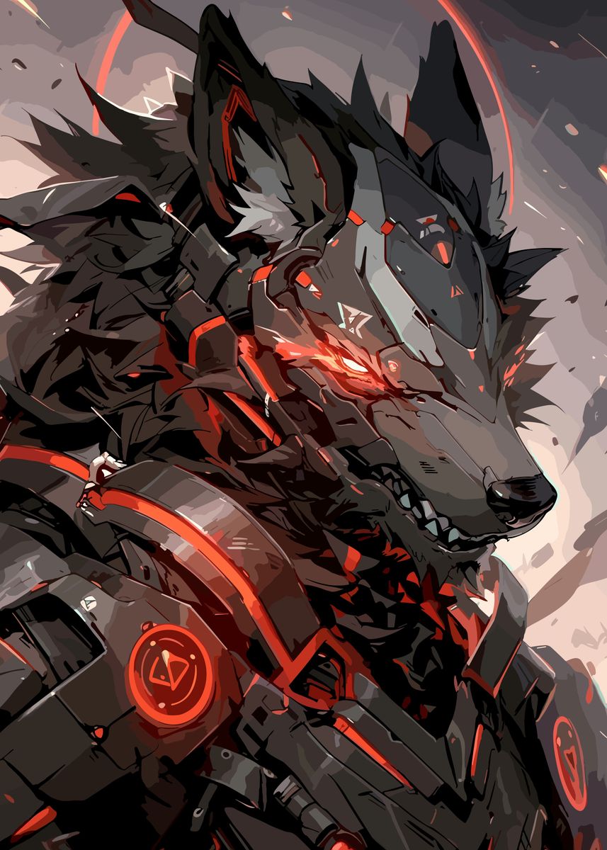 'Wolf Robot' Poster, picture, metal print, paint by Beast Lion | Displate