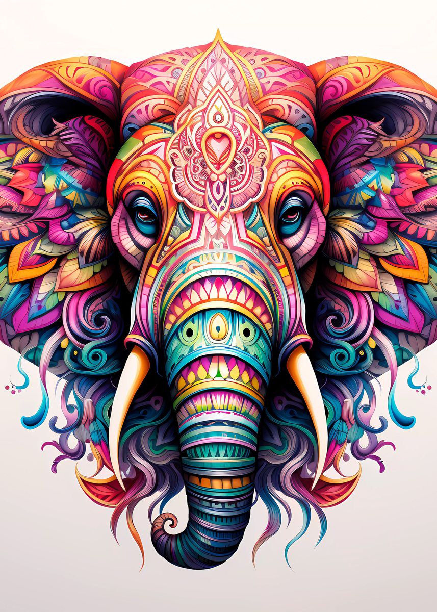 'Mandala Elephant 04' Poster, picture, metal print, paint by Alexandre ...