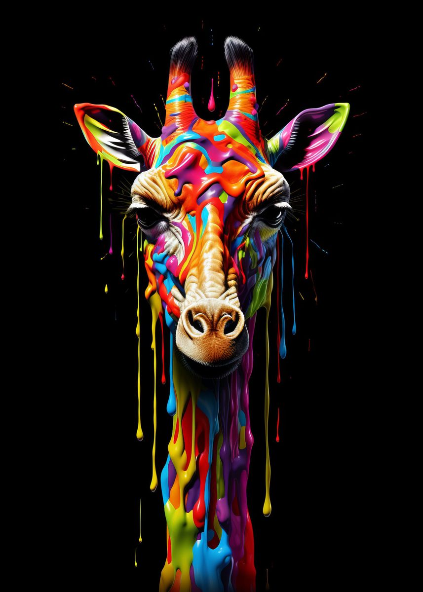 'Rainbow Giraffe' Poster, picture, metal print, paint by Frank Hirschle ...