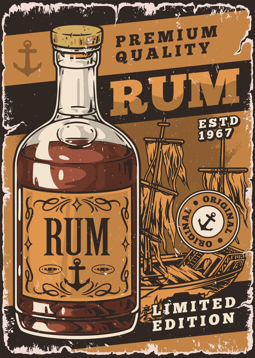 'Caribbean Rum Alcohol Bar' Poster, picture, metal print, paint by ...