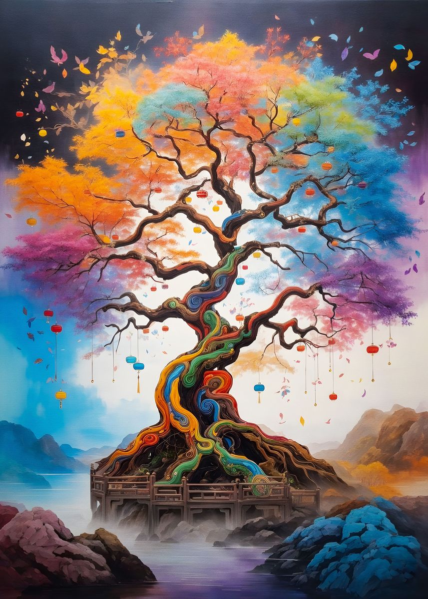 'Colorful Magic tree' Poster, picture, metal print, paint by Dream ...