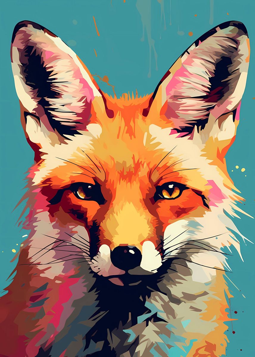 'Red Fox Potrait Abstract' Poster, picture, metal print, paint by AnHa ...