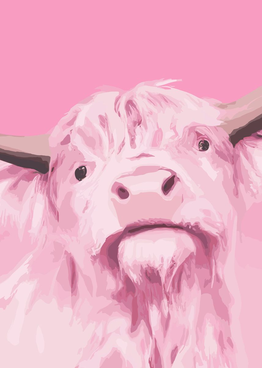 'Pink Cow' Poster, picture, metal print, paint by maxdesign | Displate