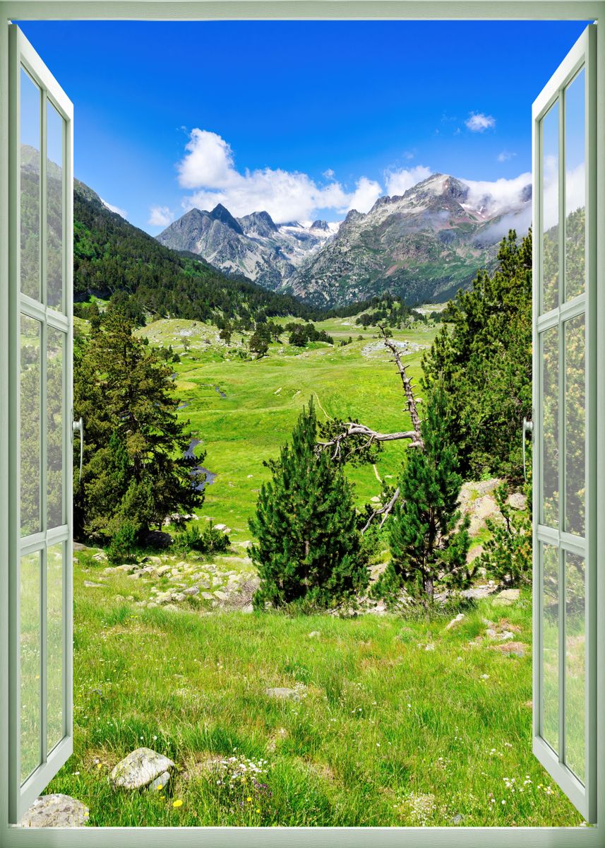 'Window view landscape' Poster, picture, metal print, paint by Vicen ...