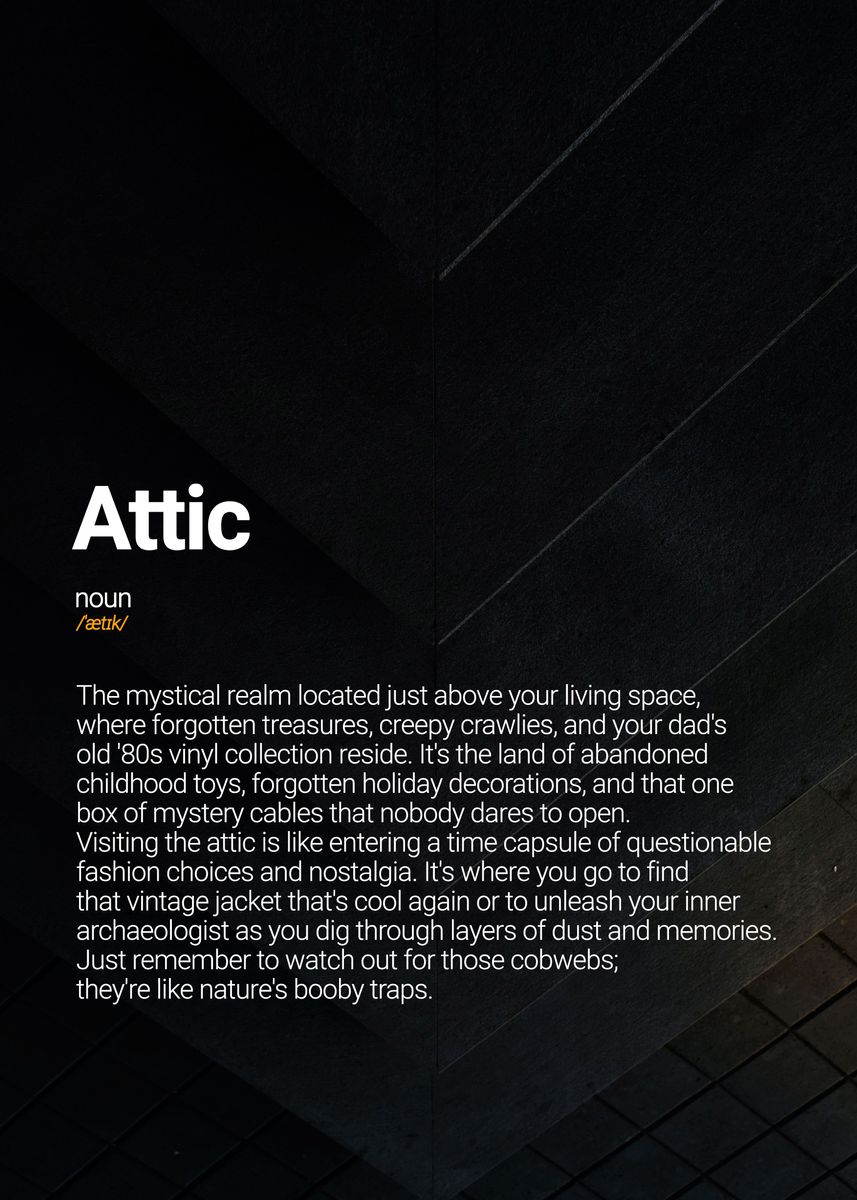 'Attic' Poster, picture, metal print, paint by Mr Penguin | Displate