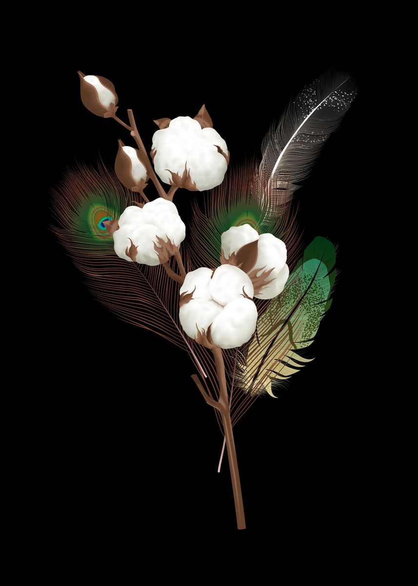 'Cotton and feathers' Poster, picture, metal print, paint by Cat Coconut Galery | Displate