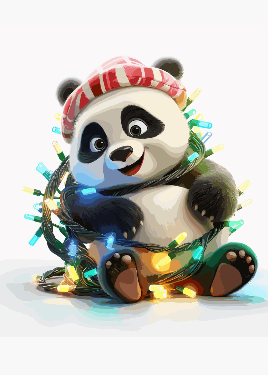 'panda in Christmas tree ' Poster, picture, metal print, paint by ...