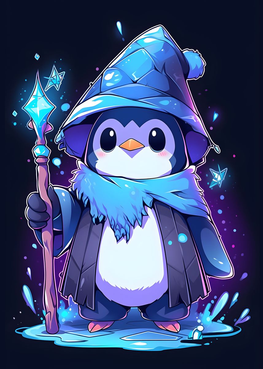 'Penguin Wizard Magic' Poster, picture, metal print, paint by Alexander ...