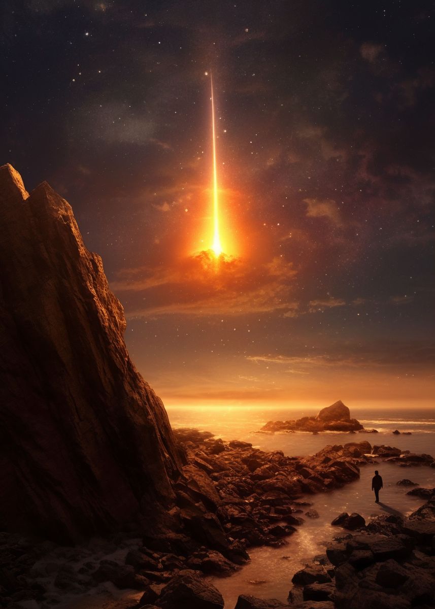 'Last Meteor Hitting Earth' Poster, picture, metal print, paint by ...