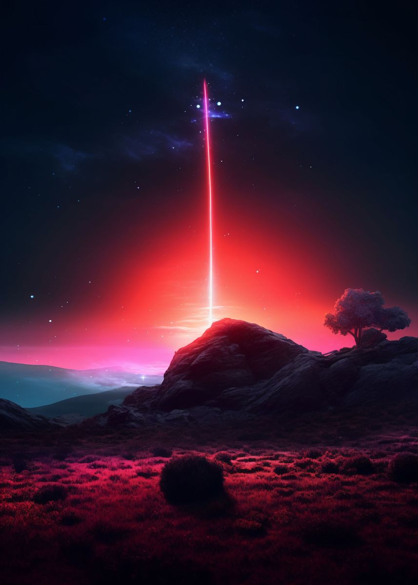 'Clashing of Red Meteor' Poster, picture, metal print, paint by ...