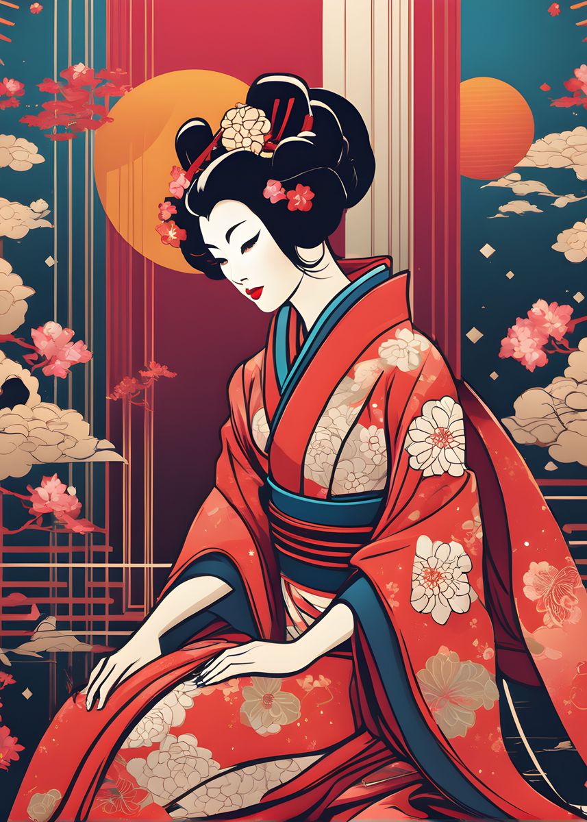 'The true Geisha' Poster, picture, metal print, paint by Kimiko Studio ...