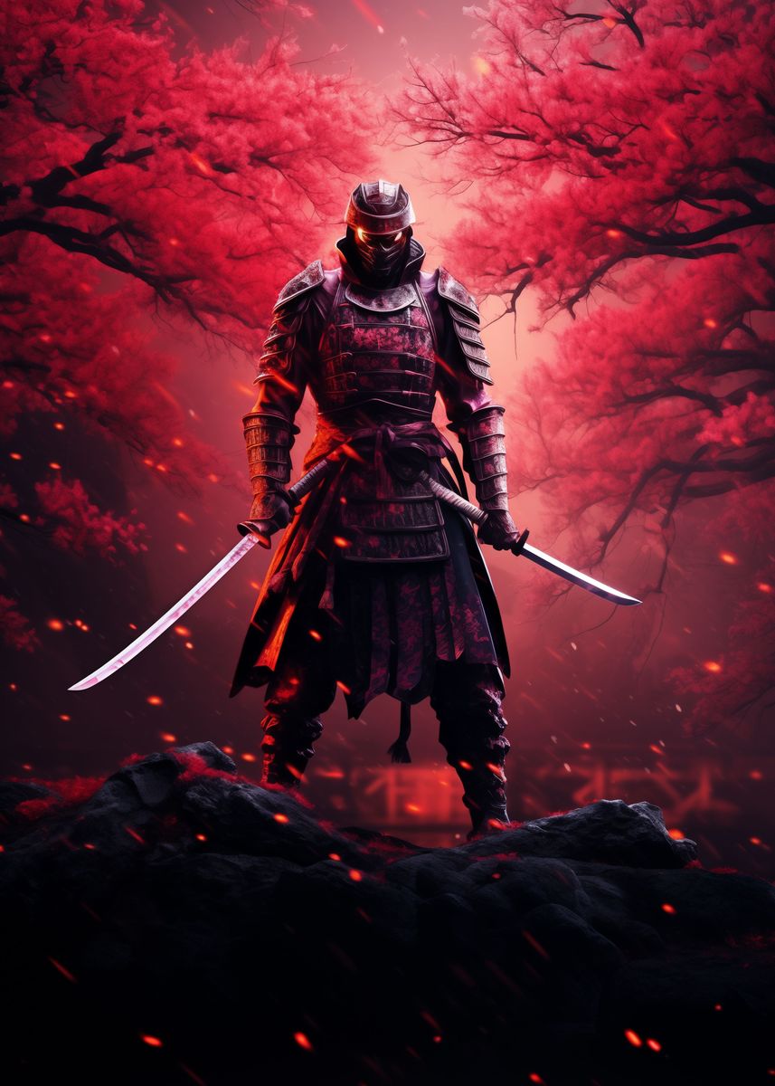 'Red Epic Samurai in Japan' Poster, picture, metal print, paint by Zenz ...