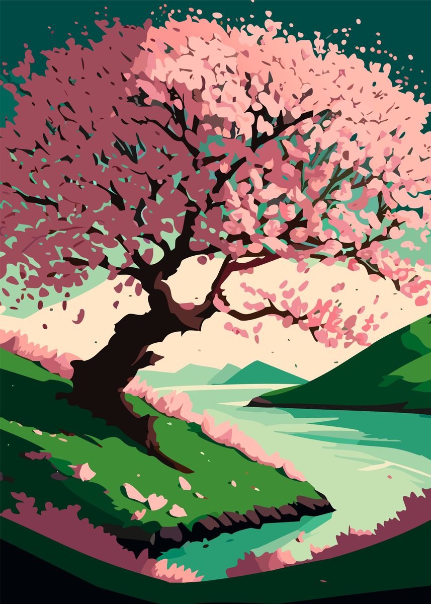 'Cherry Blossom Tree' Poster, picture, metal print, paint by Fabian ...