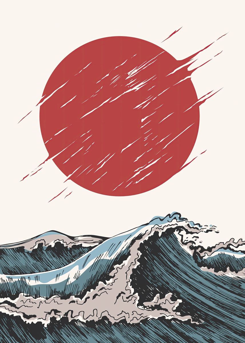 'japanese wave great anime' Poster, picture, metal print, paint by gani ...