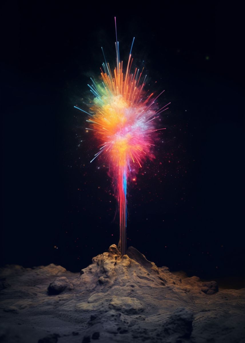 'Colorful Firework at Space' Poster, picture, metal print, paint by ...