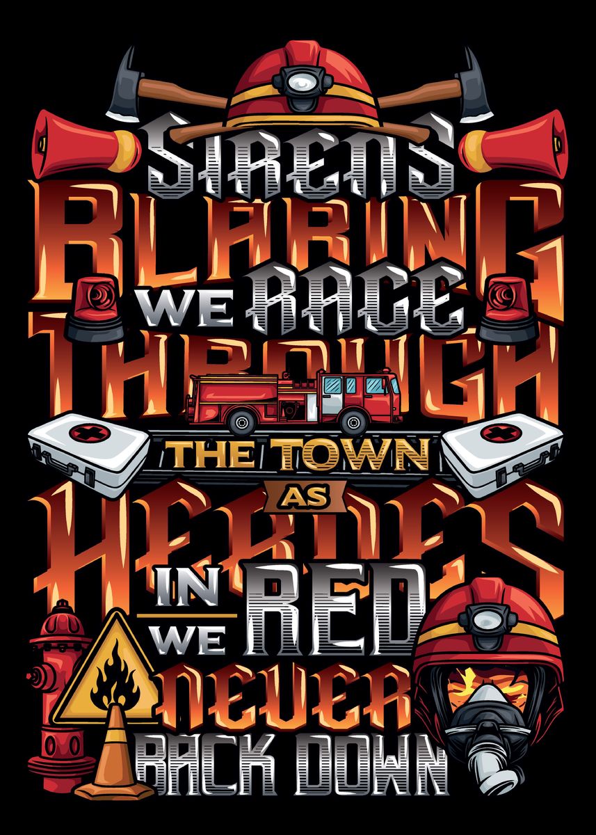 'Firefighting Firefighter' Poster, picture, metal print, paint by ...