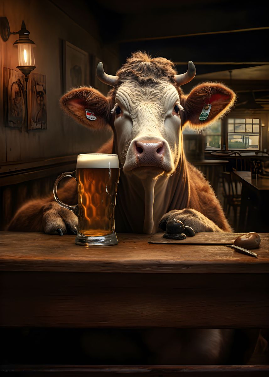 'Tipsy Moo Moment' Poster, picture, metal print, paint by Modern Evo ...