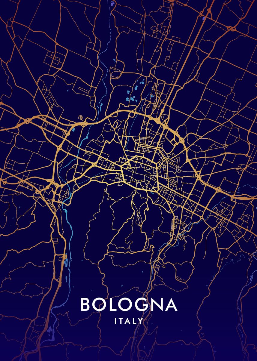 'Bologna Map' Poster, picture, metal print, paint by Miracle Studio | Displate