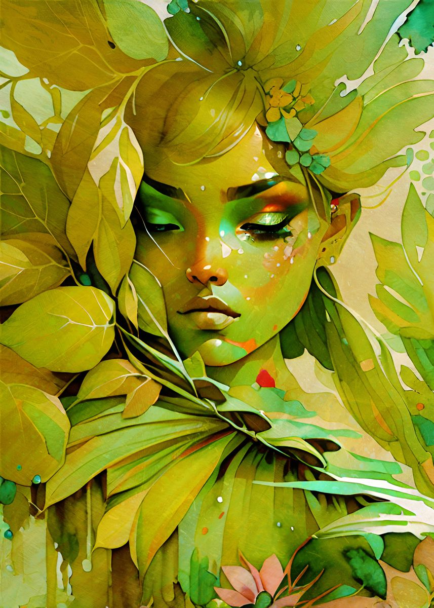 'Leafy Fae ' Poster, picture, metal print, paint by Shroom Squirrel ...