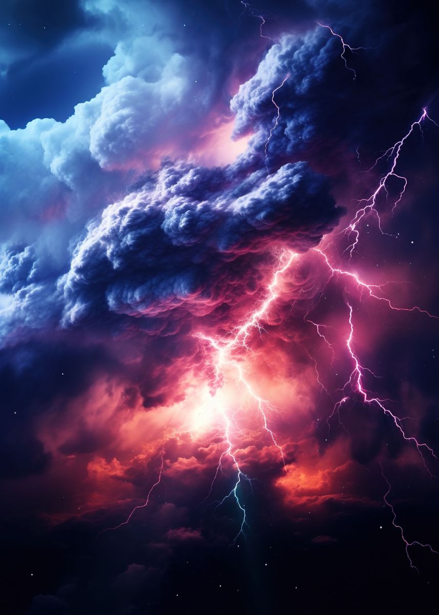 'Astral Lightning Dance' Poster, picture, metal print, paint by Senja ...