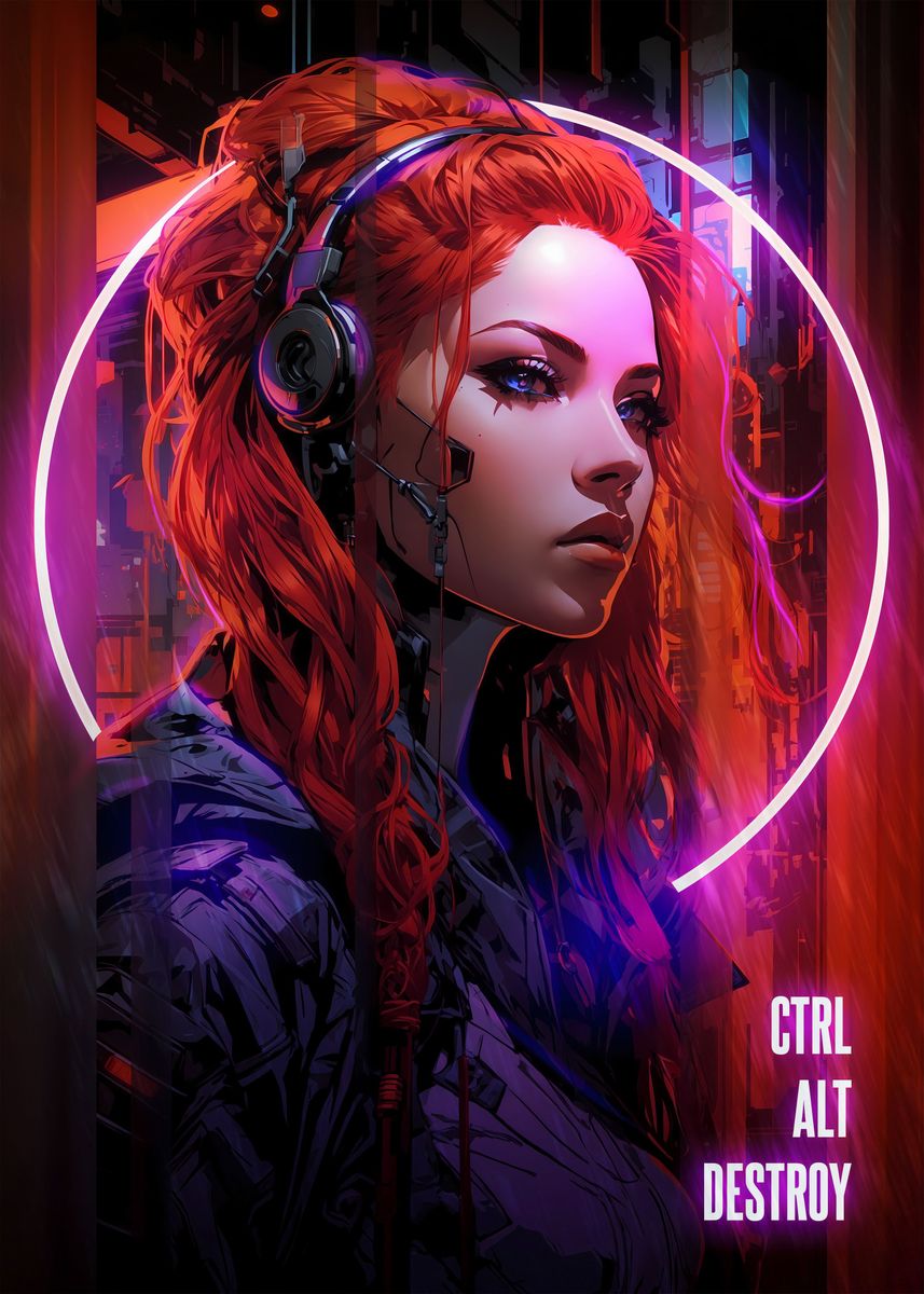 'Ctrl Alt Destroy Cyberpunk' Poster, picture, metal print, paint by ...