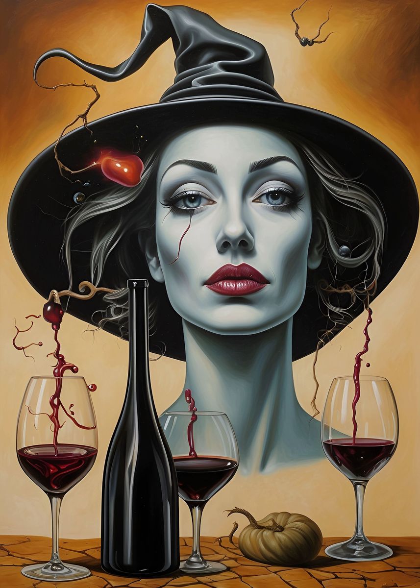 'Wine Halloween Dali' Poster, picture, metal print, paint by ACR ACR ...