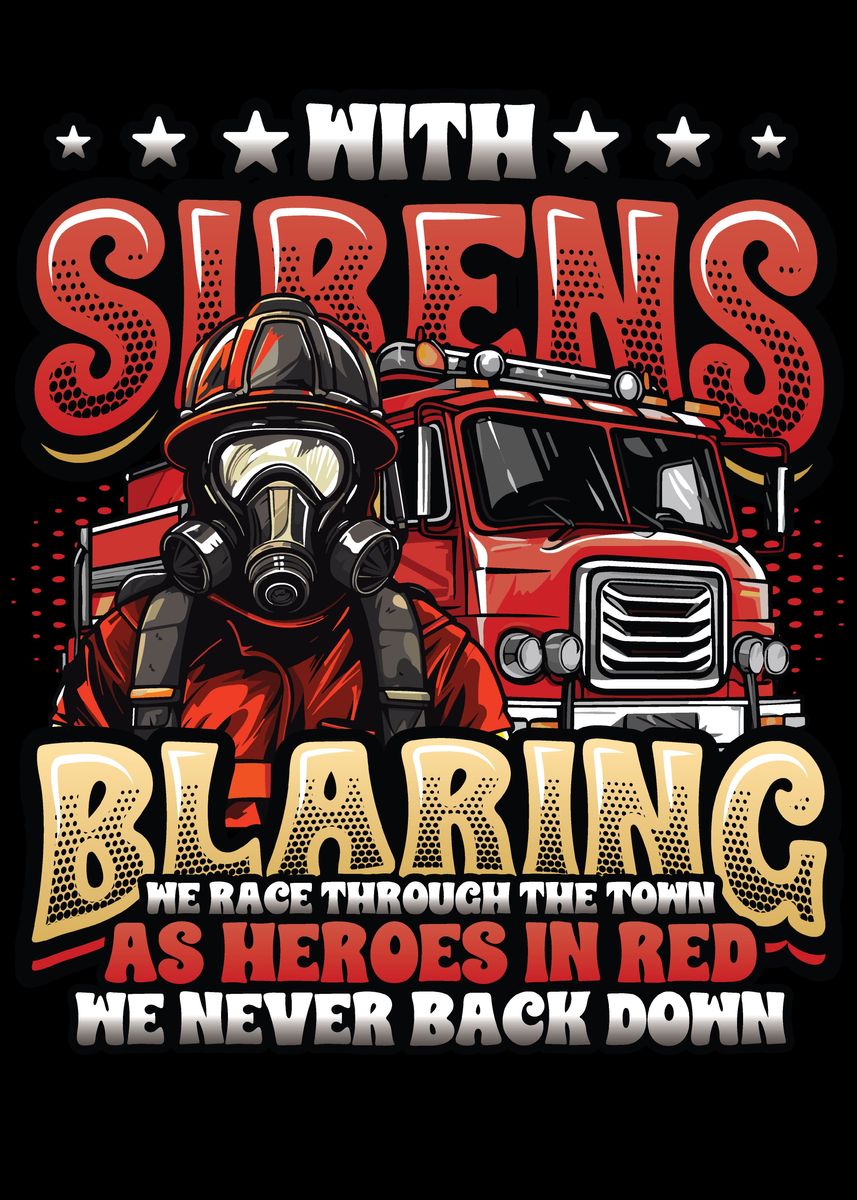 'Firefighting Firefighter' Poster, picture, metal print, paint by ...