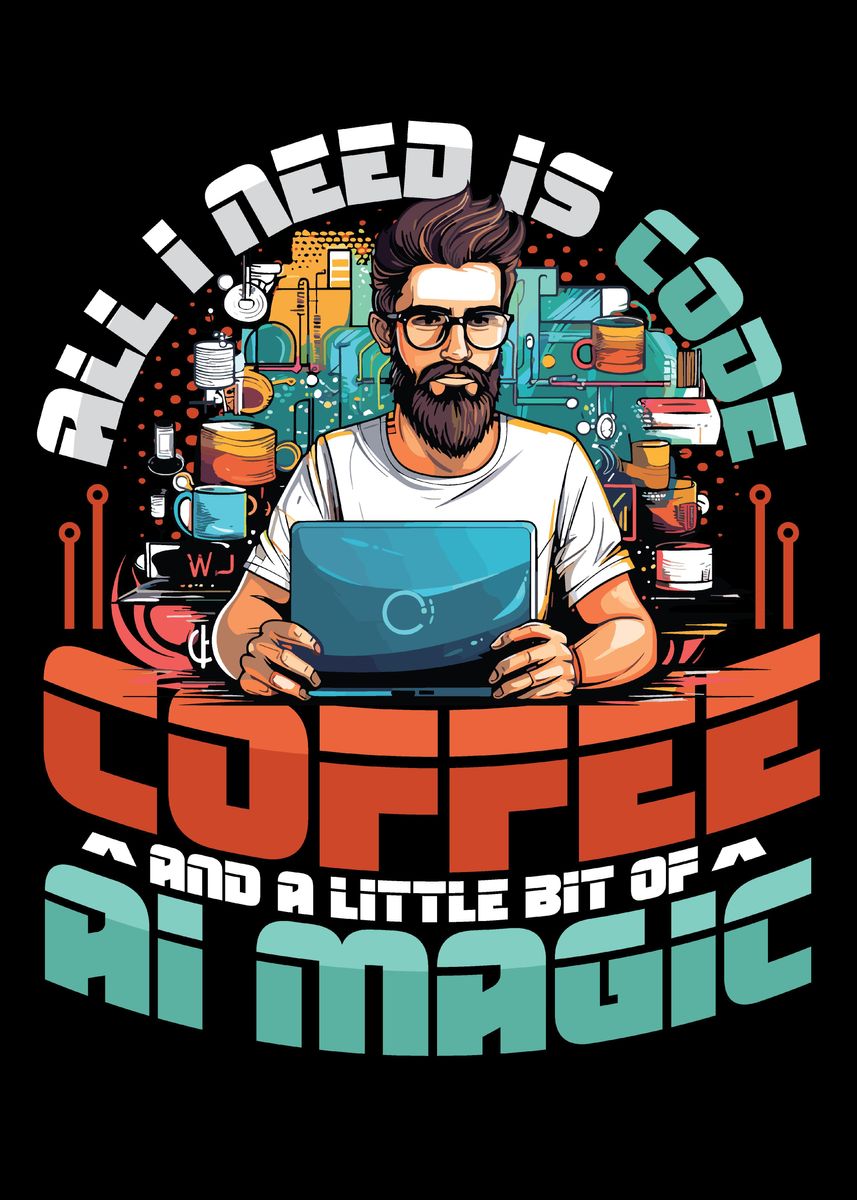 'AI Code Programming' Poster, picture, metal print, paint by Sascha ...