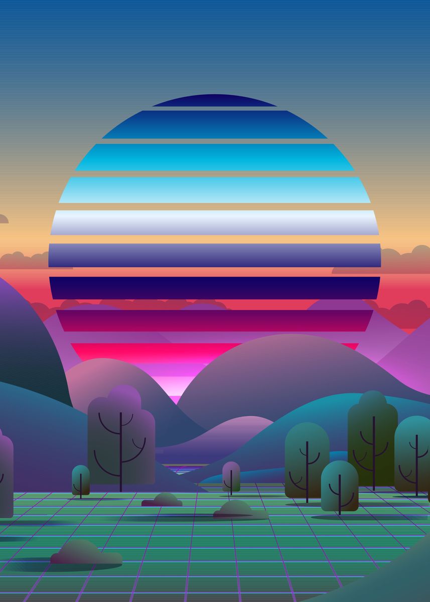'Horizon Synthwave' Poster, picture, metal print, paint by EDM Project ...