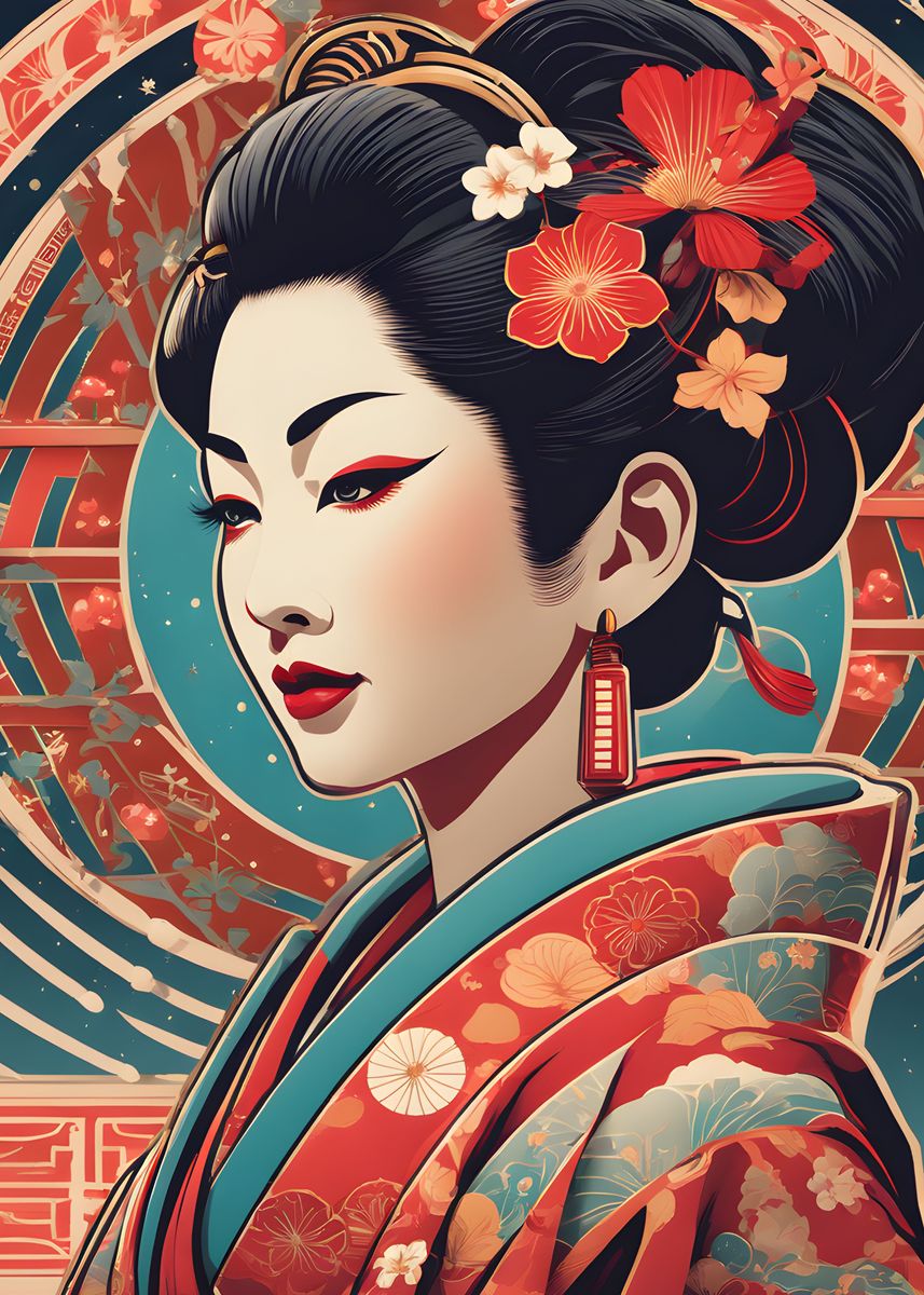 'The true Geisha 5' Poster, picture, metal print, paint by Kimiko ...