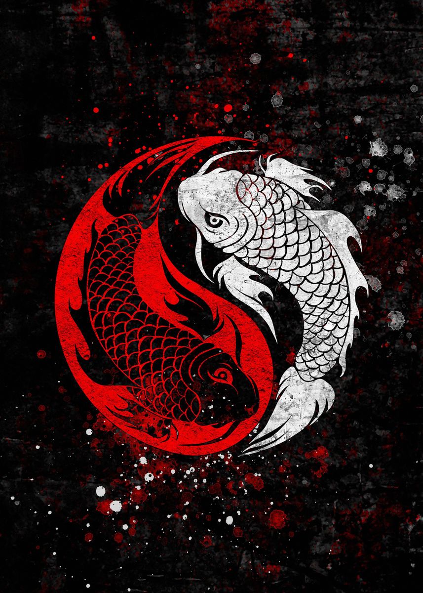 'Koi Fish Yin yang japan' Poster, picture, metal print, paint by Angela ...