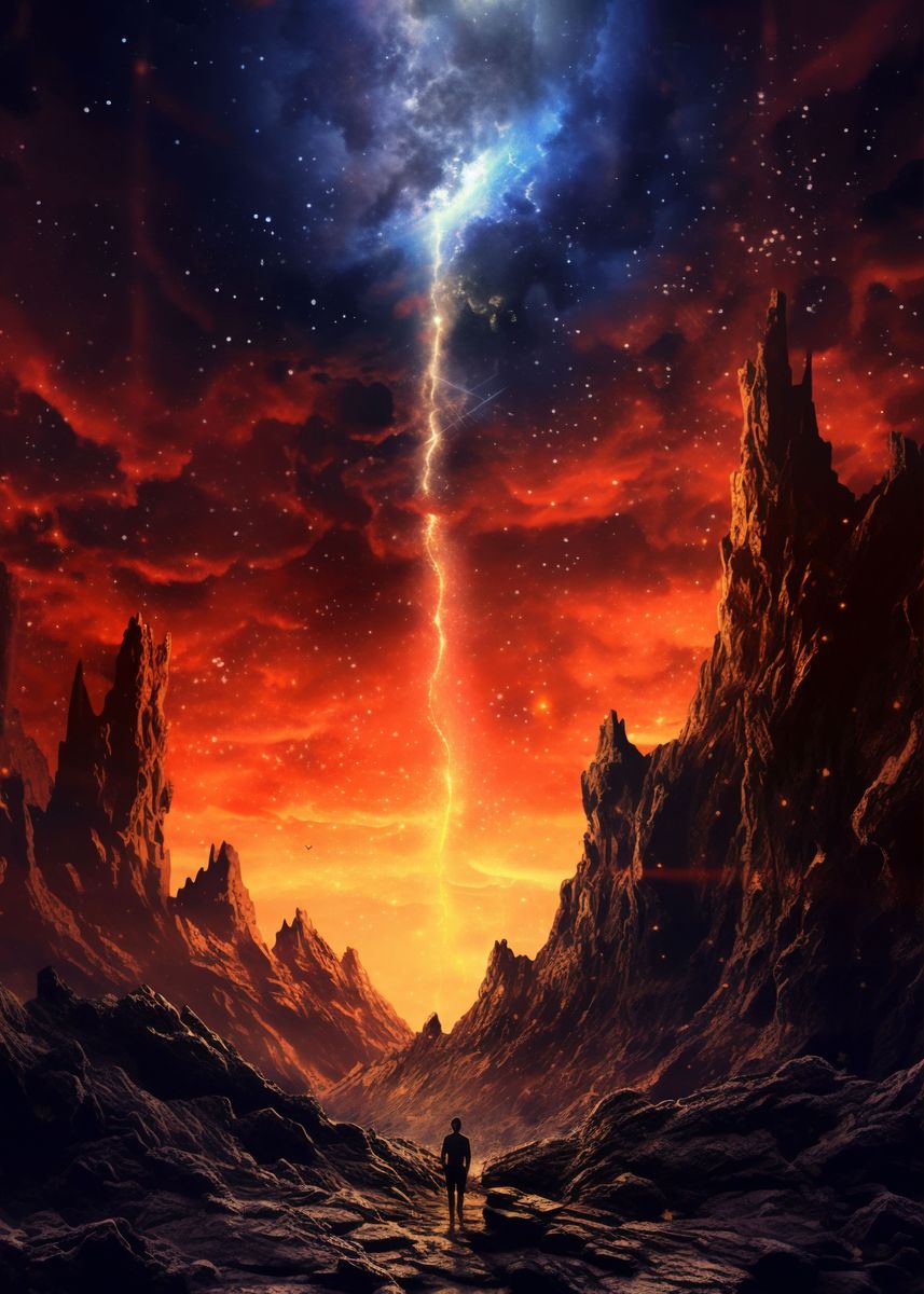 'Streak of Huge Lightening ' Poster, picture, metal print, paint by ...