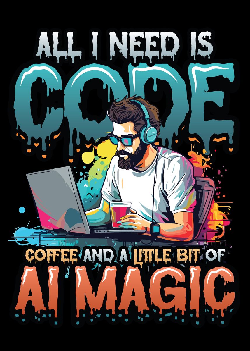'AI Code Programming' Poster, picture, metal print, paint by Sascha ...