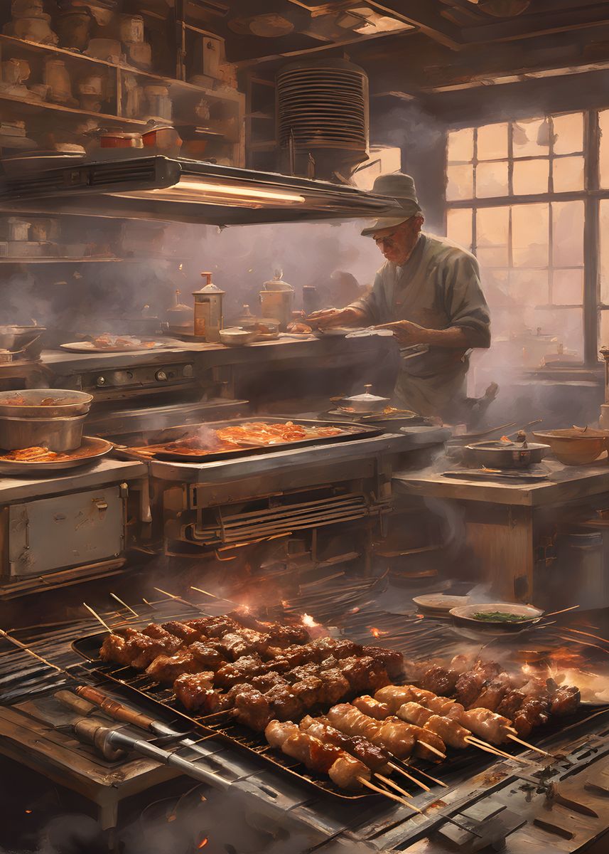 'Japan street food' Poster, picture, metal print, paint by Kimiko ...