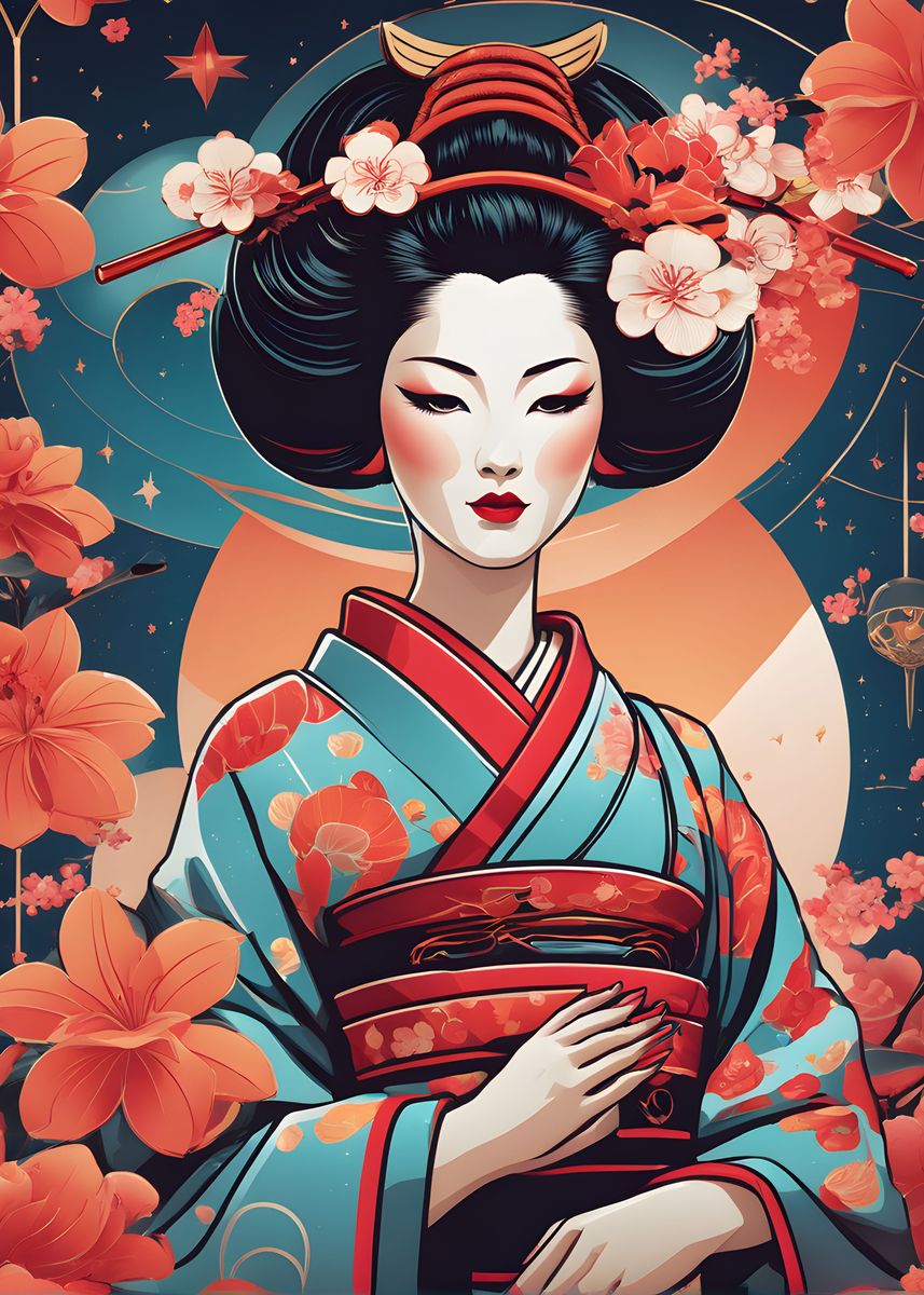 'The true Geisha 4' Poster, picture, metal print, paint by Kimiko ...