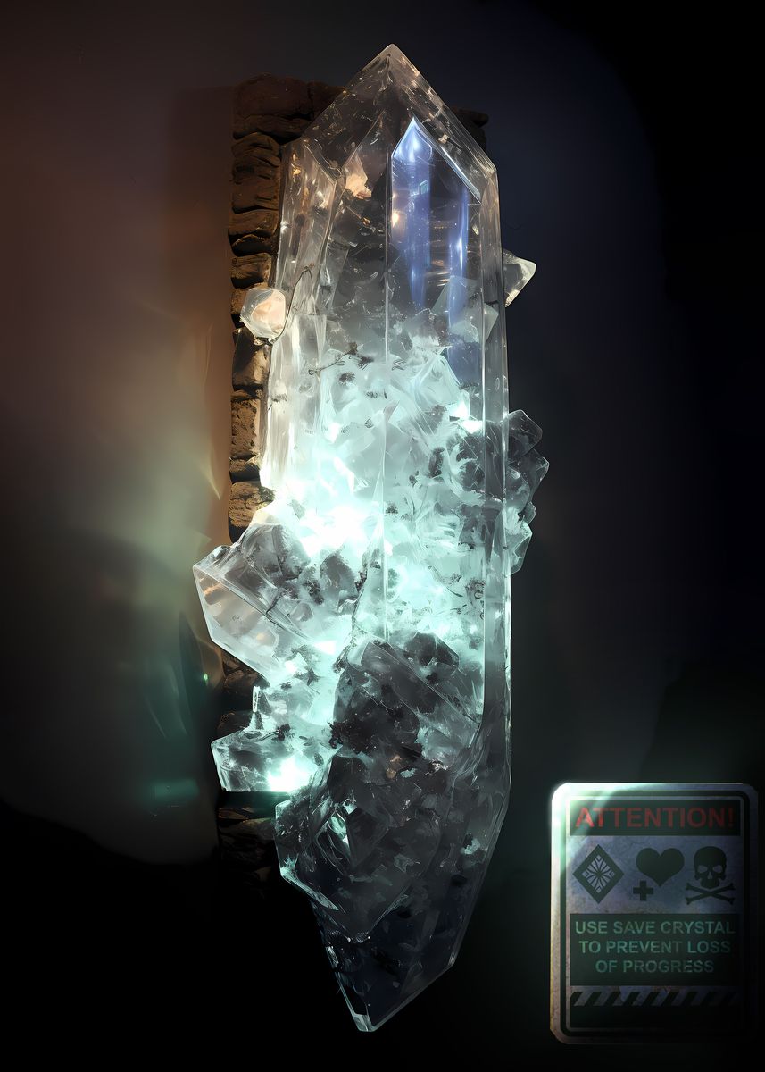 'Game Save Crystal RPG IRL' Poster, picture, metal print, paint by ...