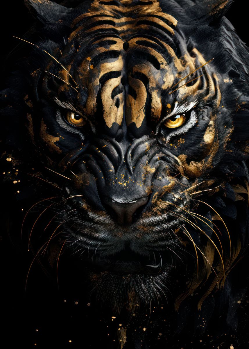'black tiger in gold' Poster, picture, metal print, paint by Adel S ...