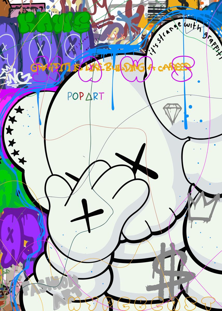 'Kaw Kaws Bearbrick Art' Poster, picture, metal print, paint by Joshuyn ...