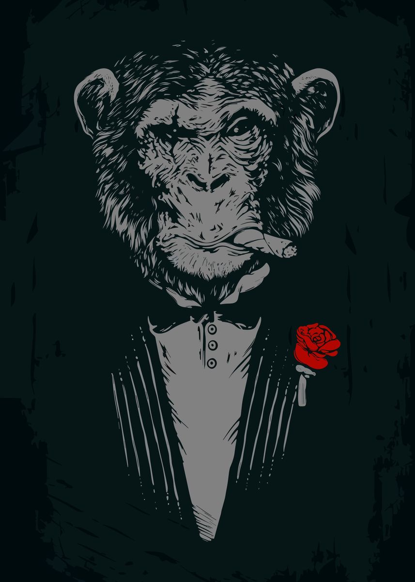 'Monkey with cigar' Poster, picture, metal print, paint by Aboubacar ...