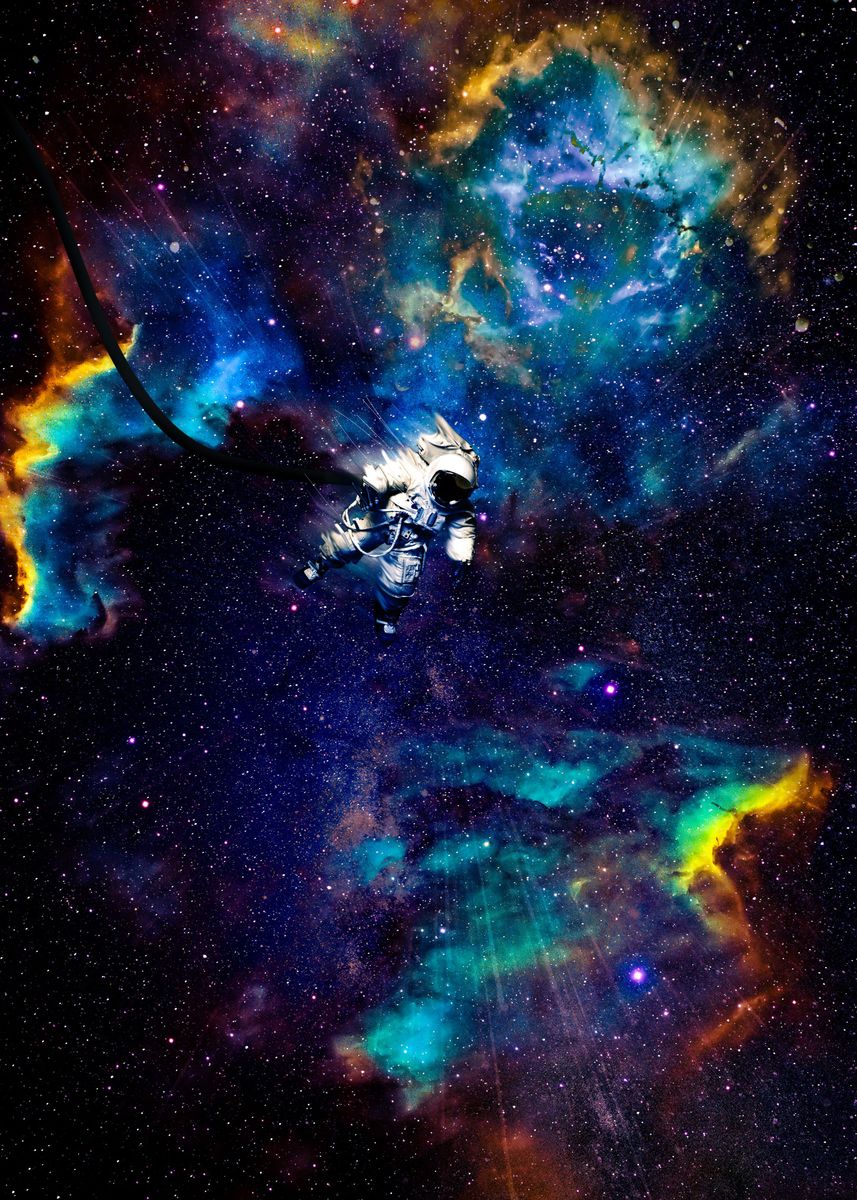 'Falling Astronaut' Poster, picture, metal print, paint by Shaheen Khan ...