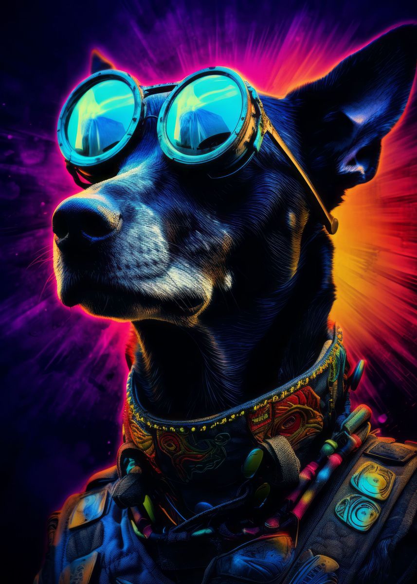 'Dog in Trippy Borderlands' Poster, picture, metal print, paint by ...