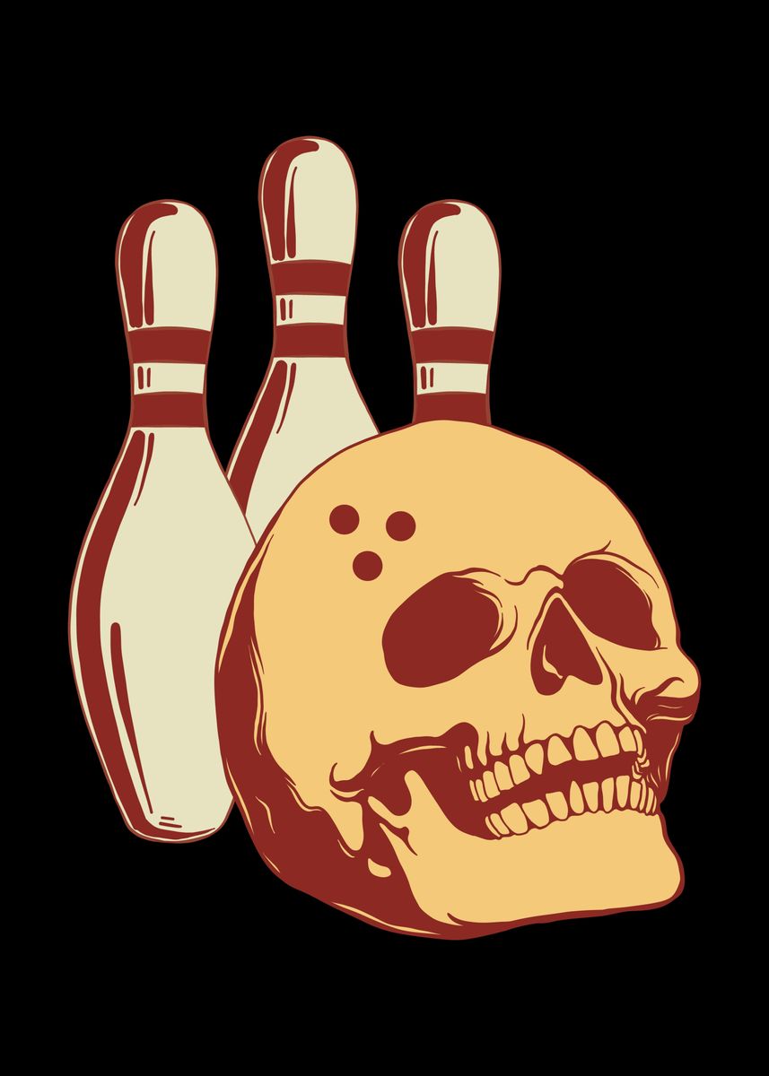 'Bowling Skeleton Bowling' Poster, picture, metal print, paint by Mooon ...