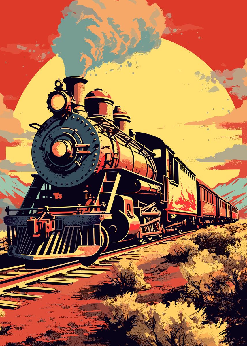 'Old Train' Poster, picture, metal print, paint by MICHELLE RHOADS ...